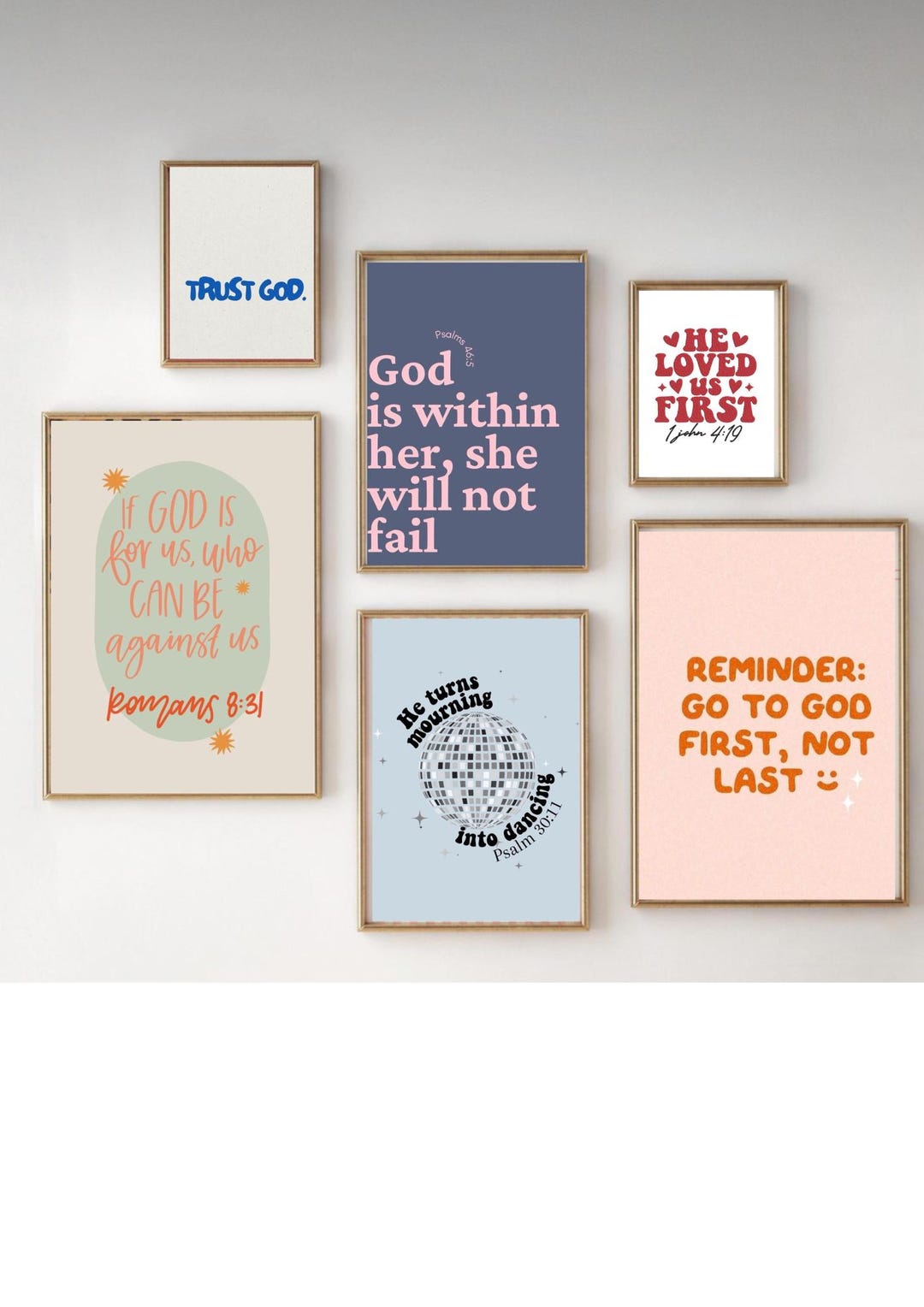 Christian Wall Art Bundle, Bible Verse Printable Posters, Cute Preppy ...
