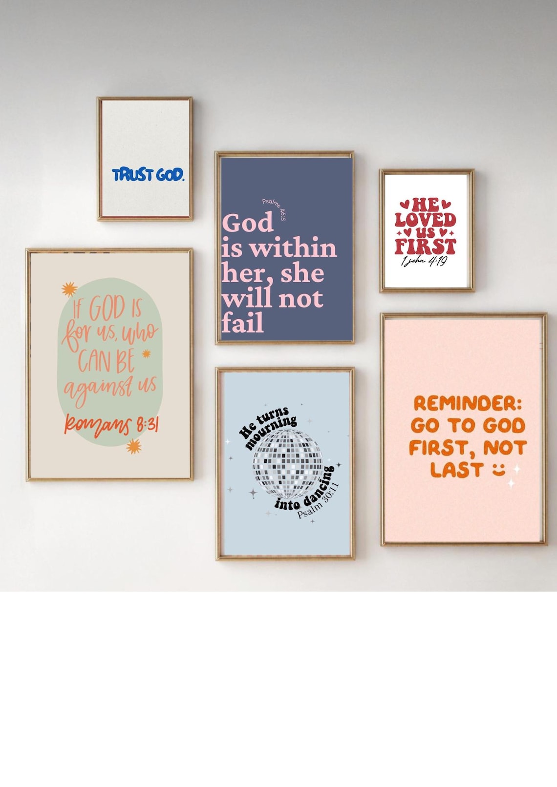 Christian Wall Art Bundle, Bible Verse Printable Posters, Cute Preppy ...