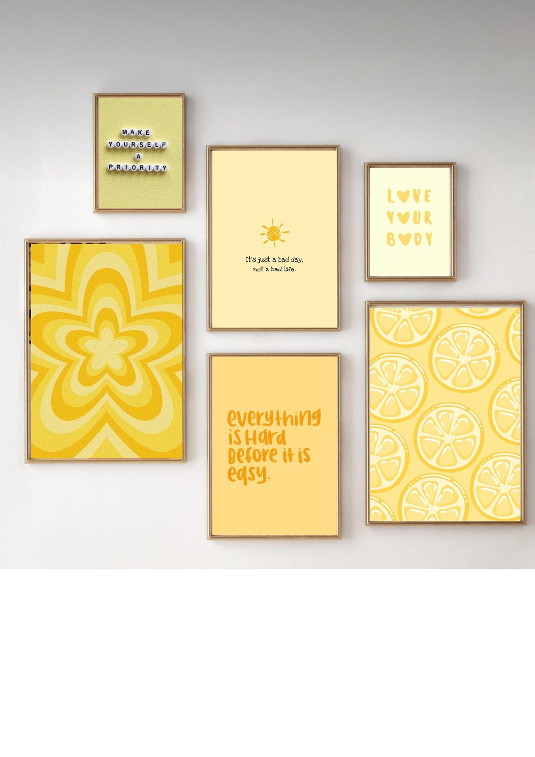 Yellow Gallery Wall Set of 20 Prints, Pastel Yellow Wall Prints ...