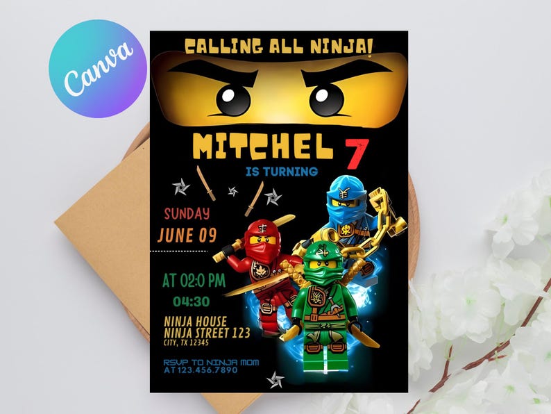 Editable Ninja Birthday Party Invitation Karate Birthday Invitation ...
