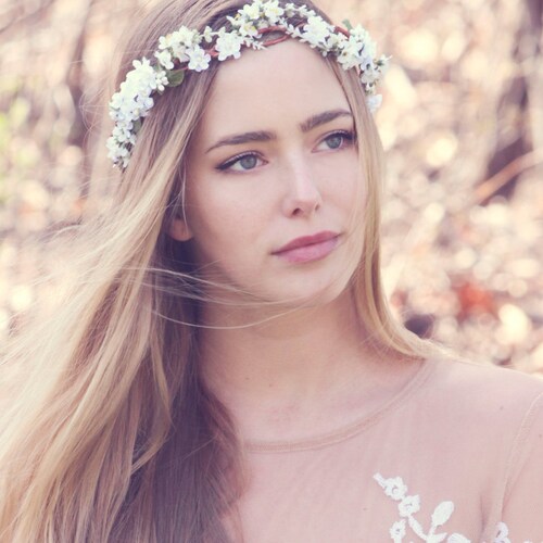 White Forget Me Not Wedding Flower Crown Rustic Flower Etsy