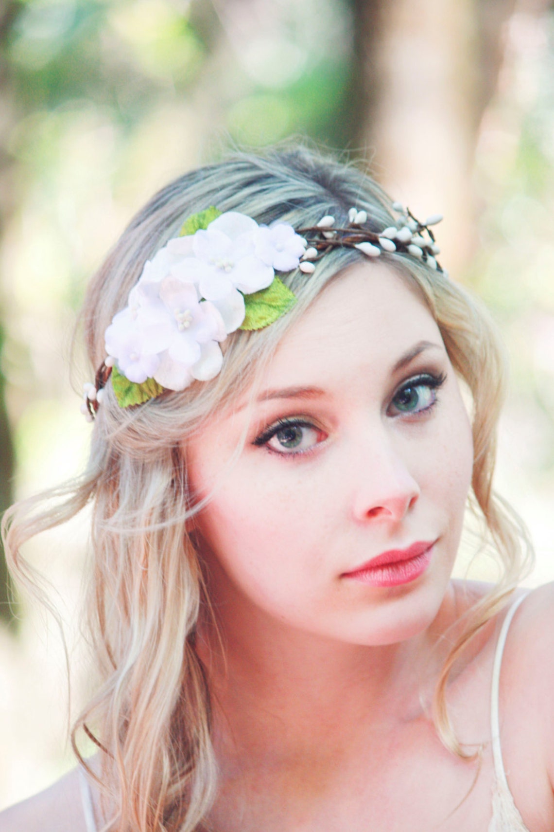 White Flower Hair Crown Bridal Flower Headpiece Flower Hair - Etsy
