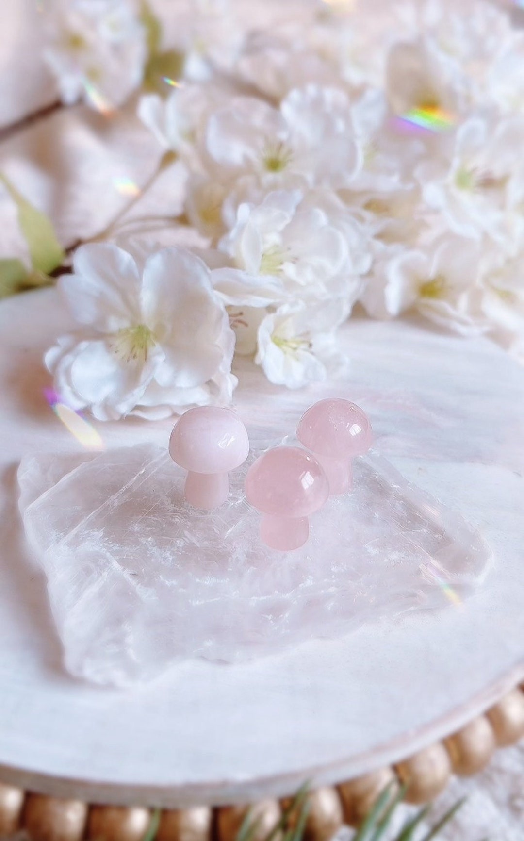 Mini Rose Quartz Mushroom Crystal, Pocket Crystal, Hand Carved Mushroom ...