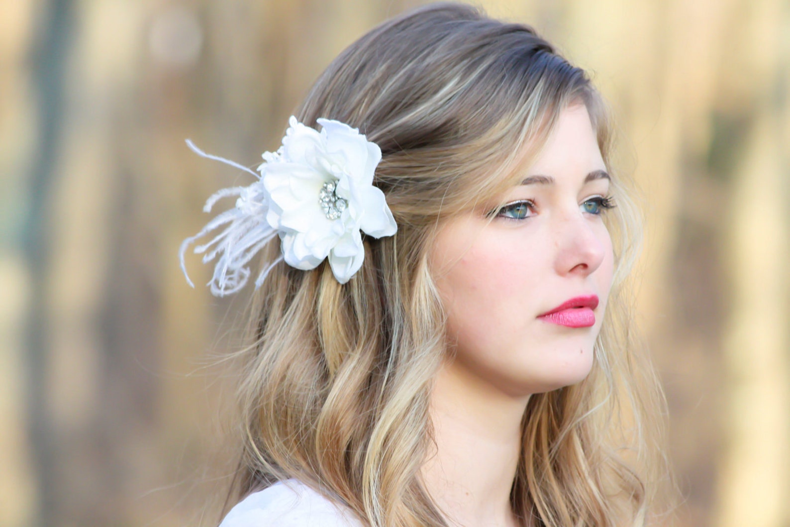 Bridal Hair Flower Fascinator, White Bridal Hair Clip, Wedding Bridal ...
