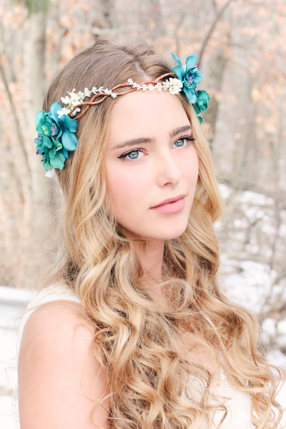 Delphinium Hair Crown, Woodland Flower, Bridal Hair Flower, Rustic ...