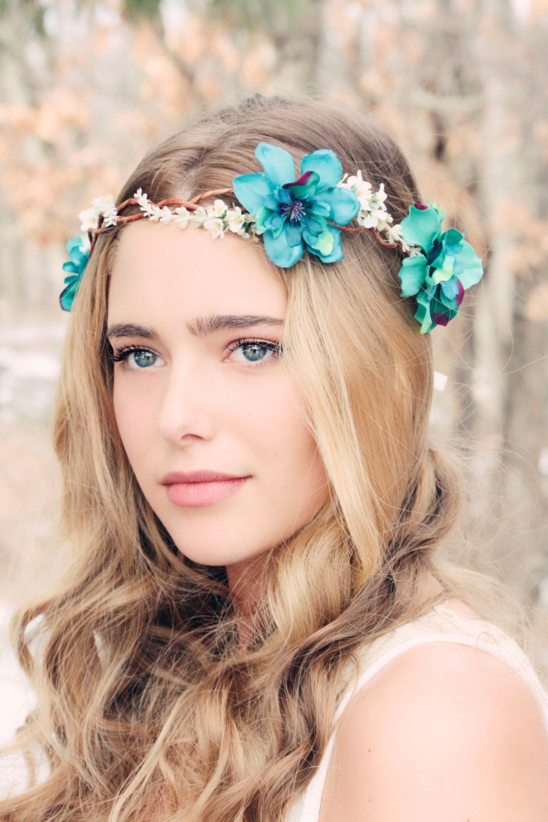 Delphinium Hair Crown, Woodland Flower, Bridal Hair Flower, Rustic ...