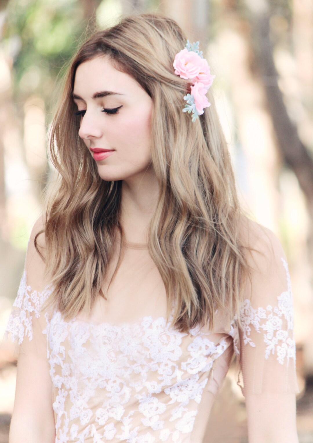 Rose Clips Pink Wedding Flower Hair Accessories Bridal - Etsy