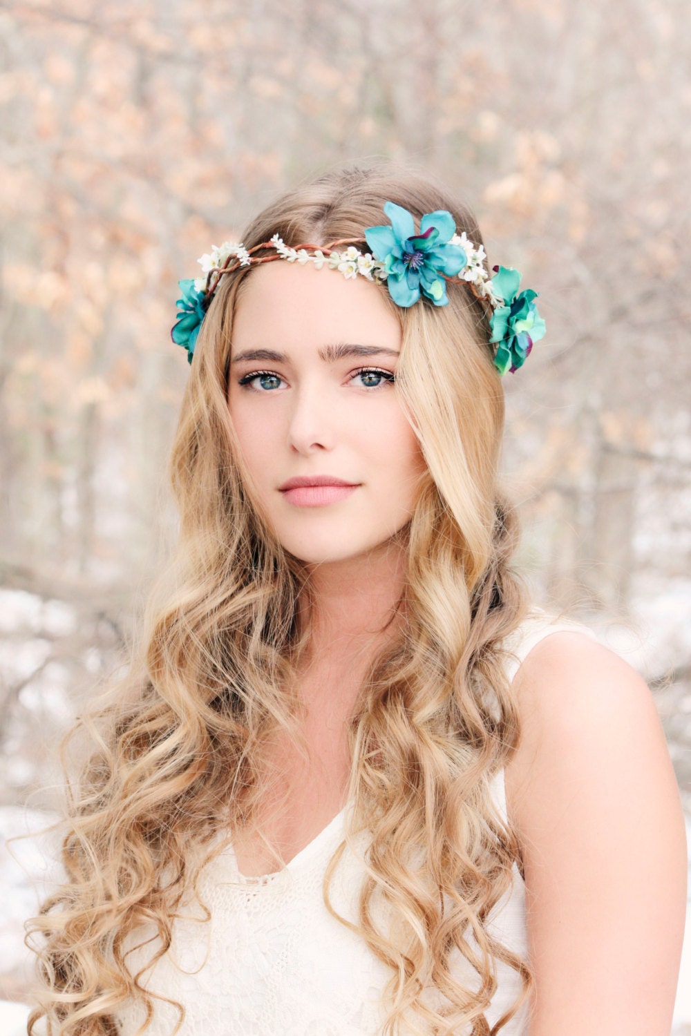 Delphinium Hair Crown, Woodland Flower, Bridal Hair Flower, Rustic ...