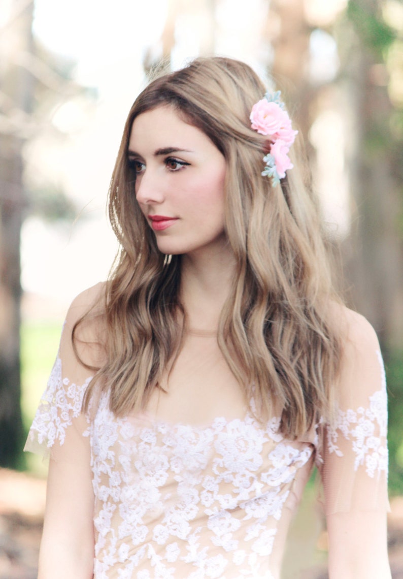 Rose Clips Pink Wedding Flower Hair Accessories Bridal Aceccessories ...