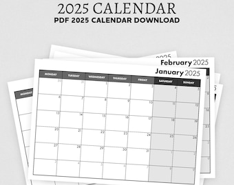 2025 Calendar 2025 Monthly Planner Elegant Monthly Calendar A4 Letter ...