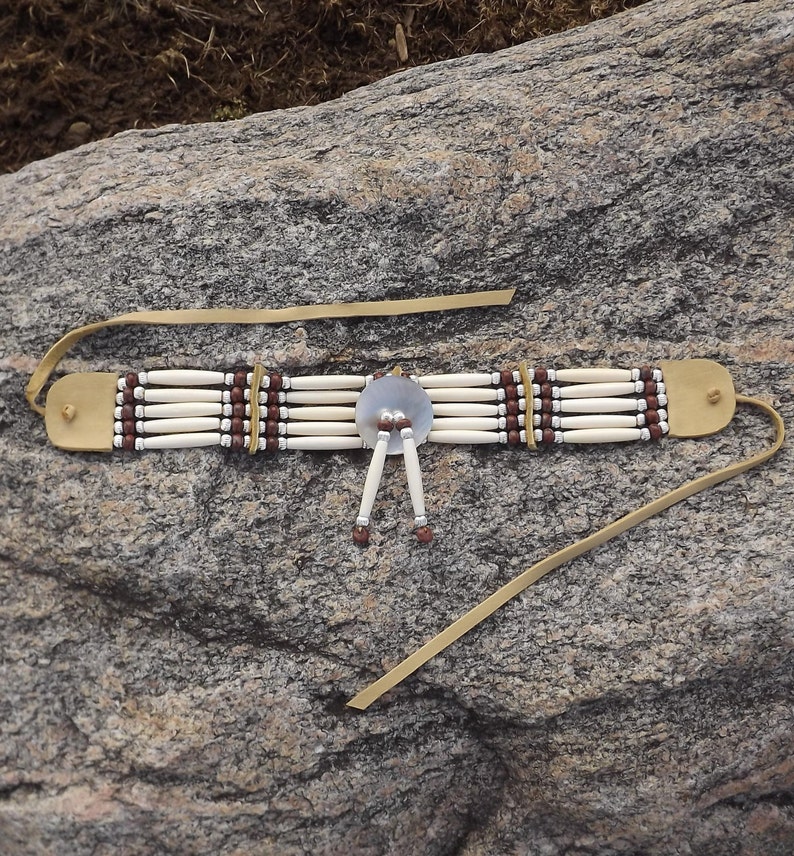 Bone Hairpipe Choker, Jasper, Black Lip Shell, Gorget, Native, Leather ...