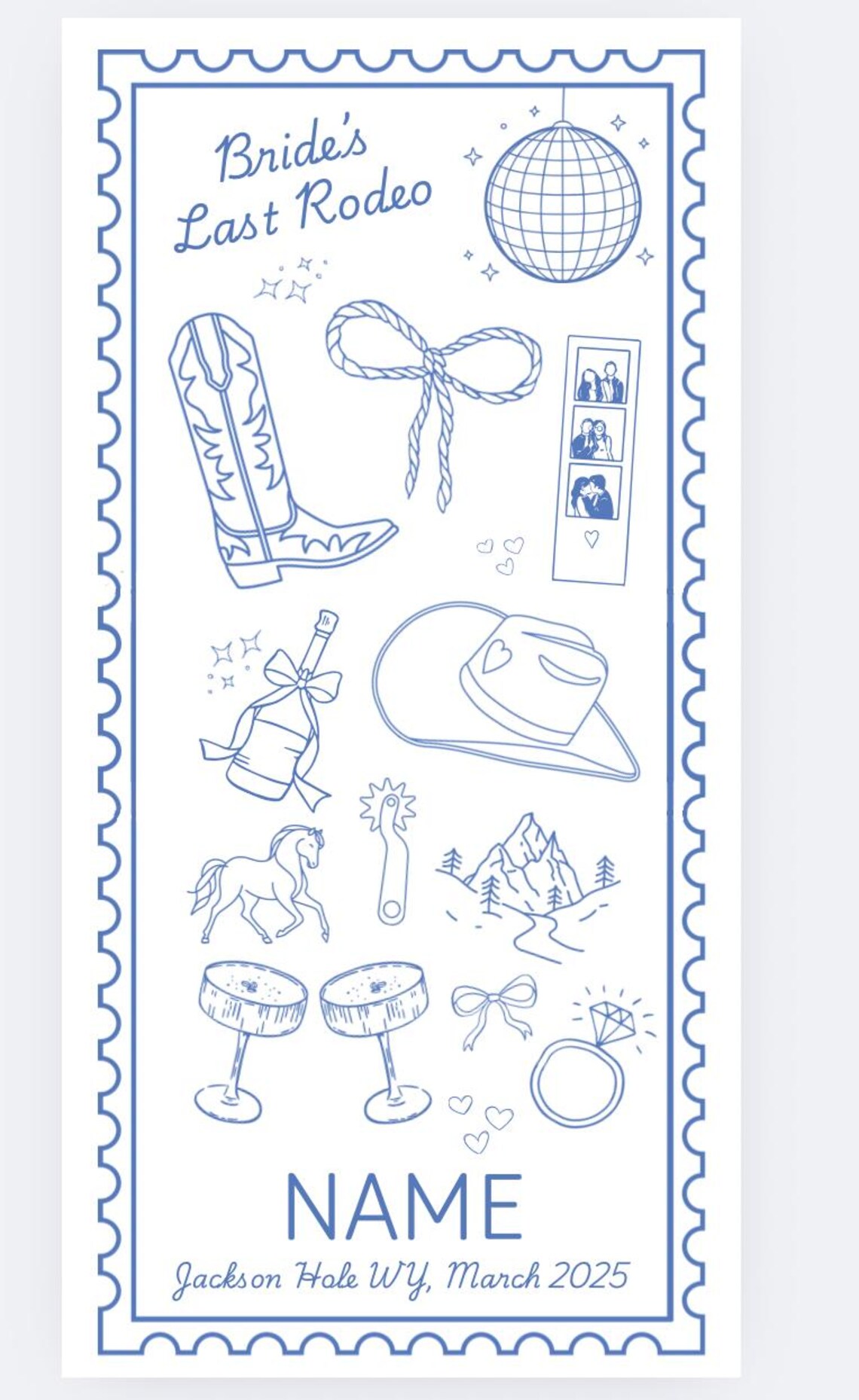 Last Rodeo Bachelorette Towel Digital Template in Blue With Printing ...