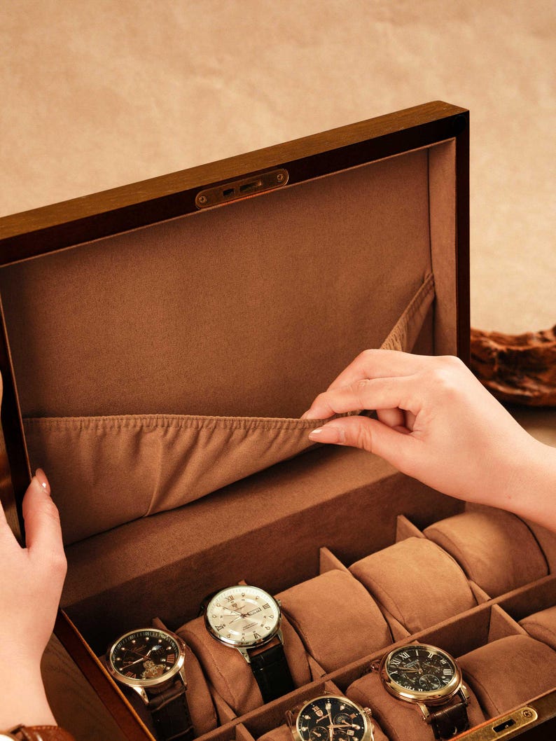 Personalized Wood Watch Box, Large Watch Box 10-slots Display for Men ...