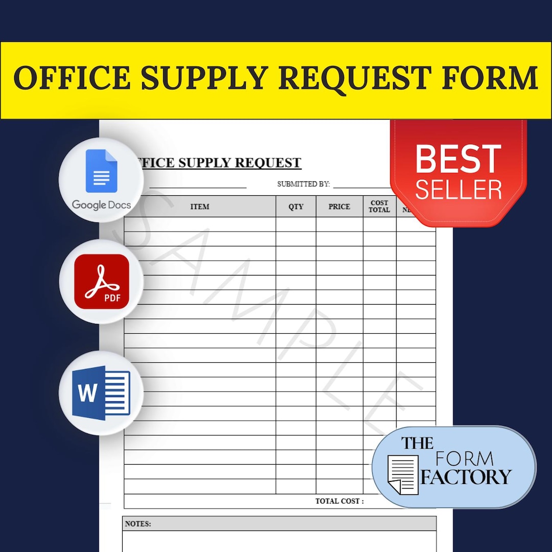 Employee Office Supply Request PRINTABLE FILLABLE Form † Digital ...