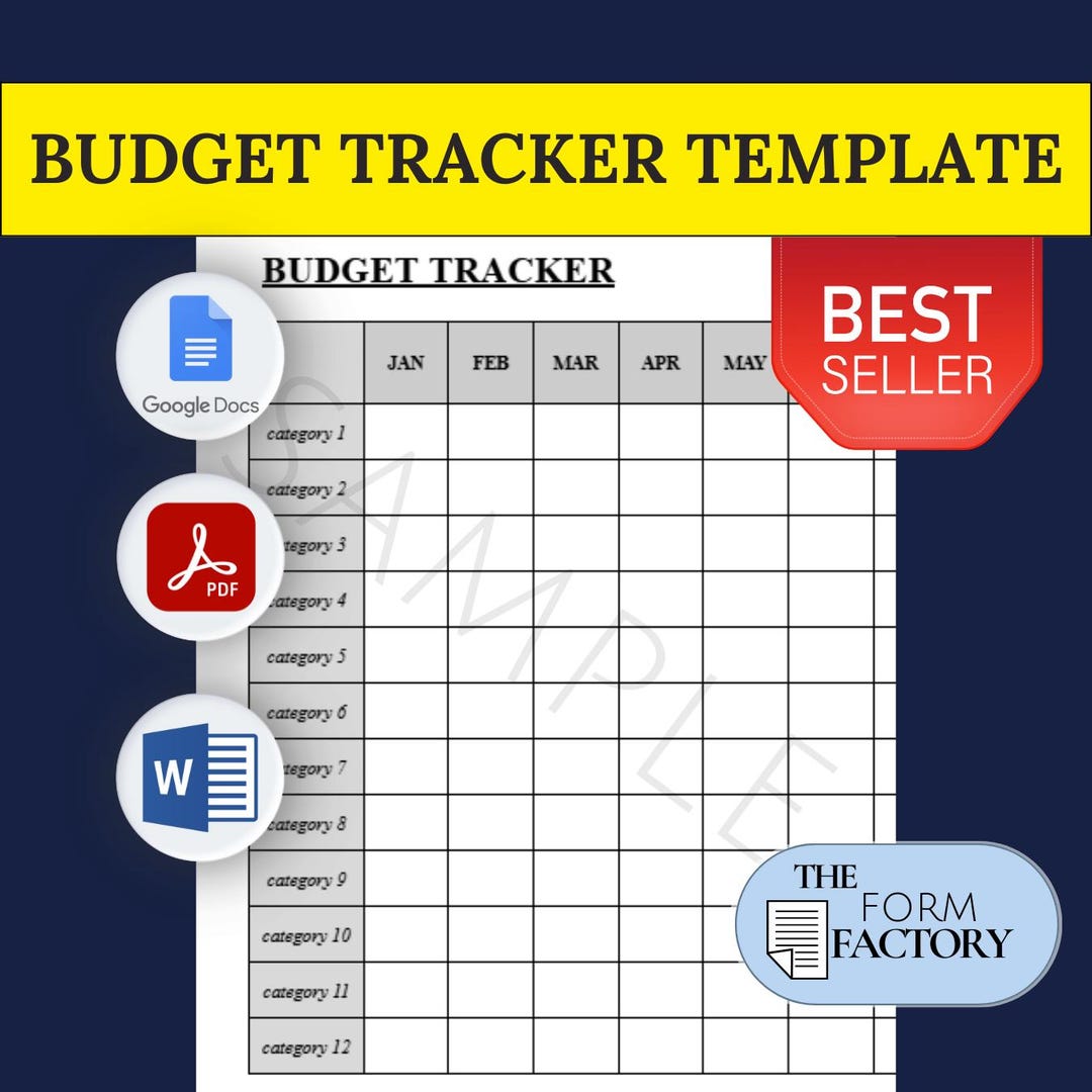 Budget Tracker PRINTABLE FILLABLE Form † Digital Template (pdf/google ...