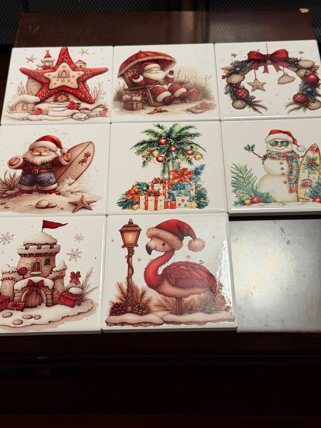 Colorful Ceramic Holiday Coasters, Fun Seasonal Decor Gifts, Vibrant ...