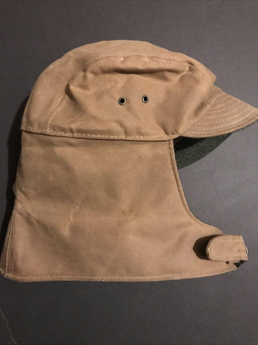 Vintage Filson - Tan Waxed Canvas Trapper Wool Lined Hat Chin Strap ...