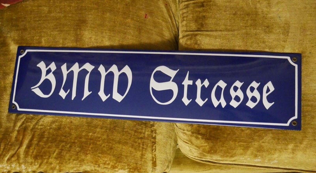 Vintage BMW Strasse Sign Made in Poland Rectangle Enamel 23 X 6" Blue ...