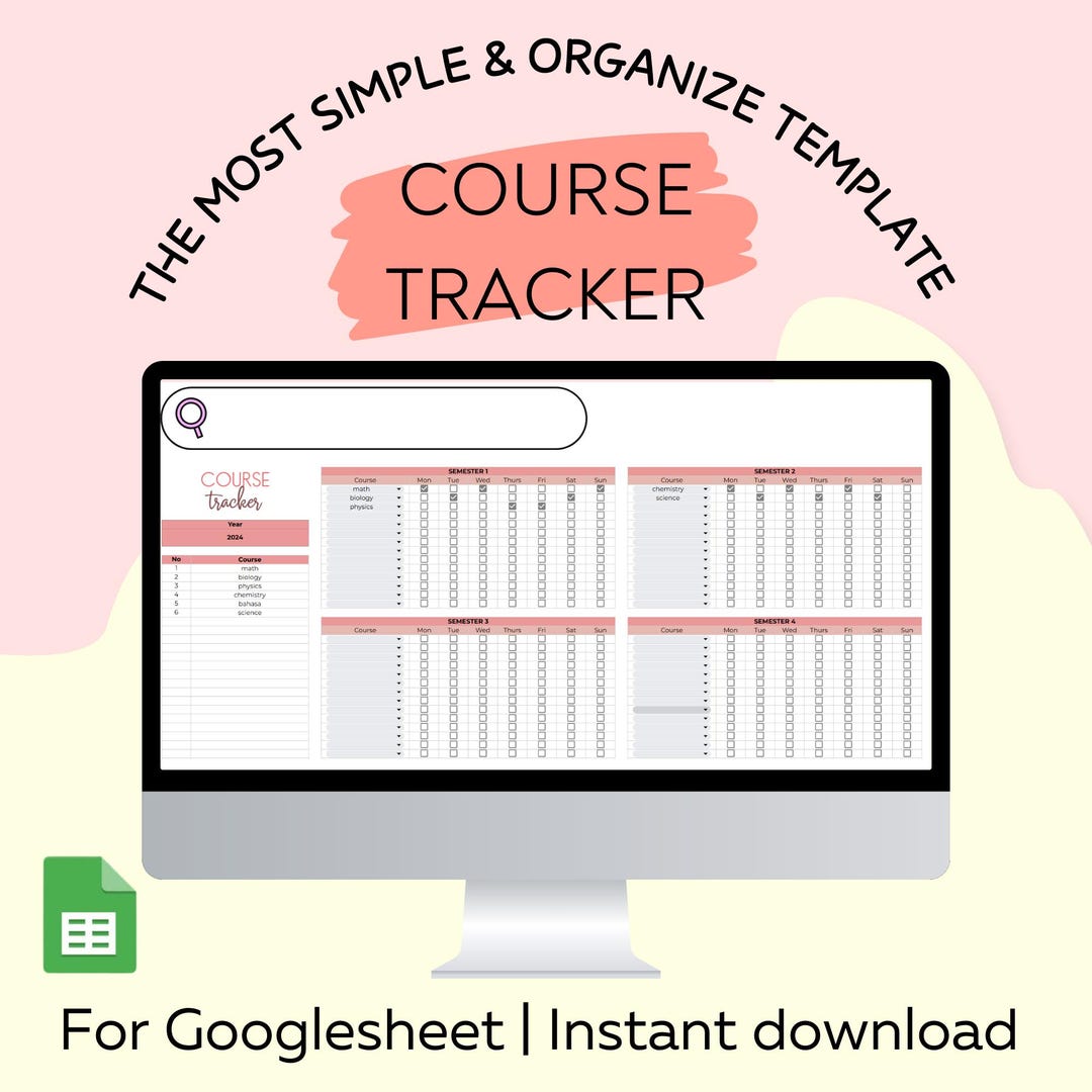 Course Planner Template, Google Sheets & Excel, Academic Planner ...