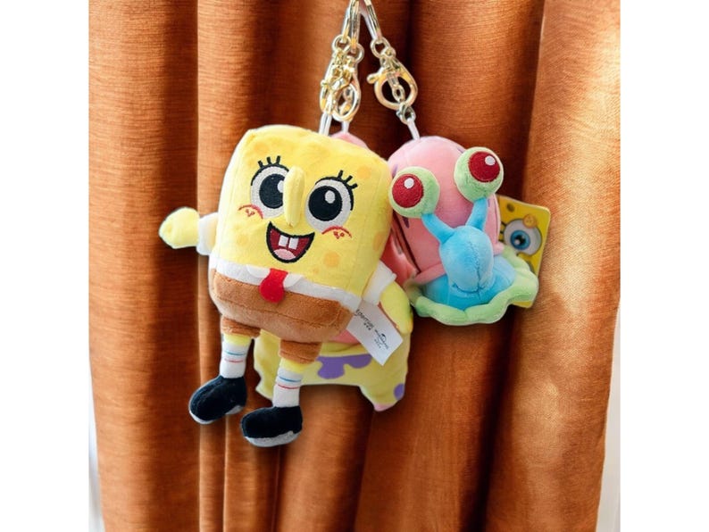 Spongebob Character Plush Keychain, Cute Squarepants Keyring, Gift for ...
