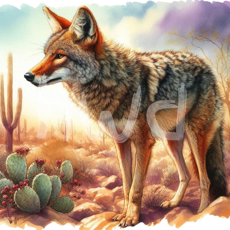 Coyote in the Desert Digital Download - Etsy