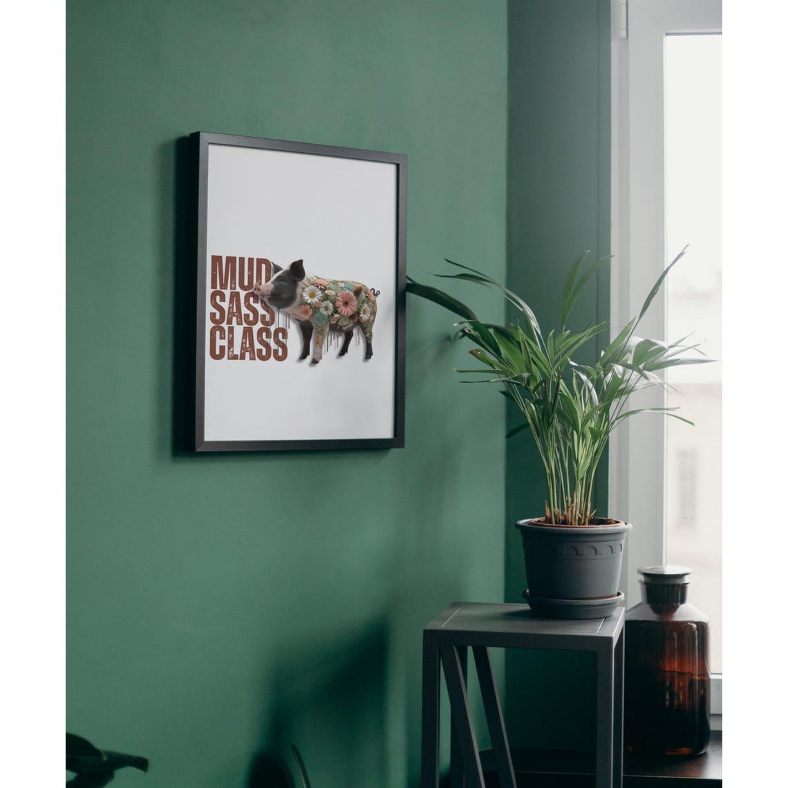 Floral and Fiesty Mud Sass Class Pig Digital Download - Etsy