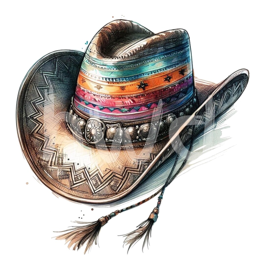 Watercolor Southwestern Cowboy Hat Digital Download - Etsy