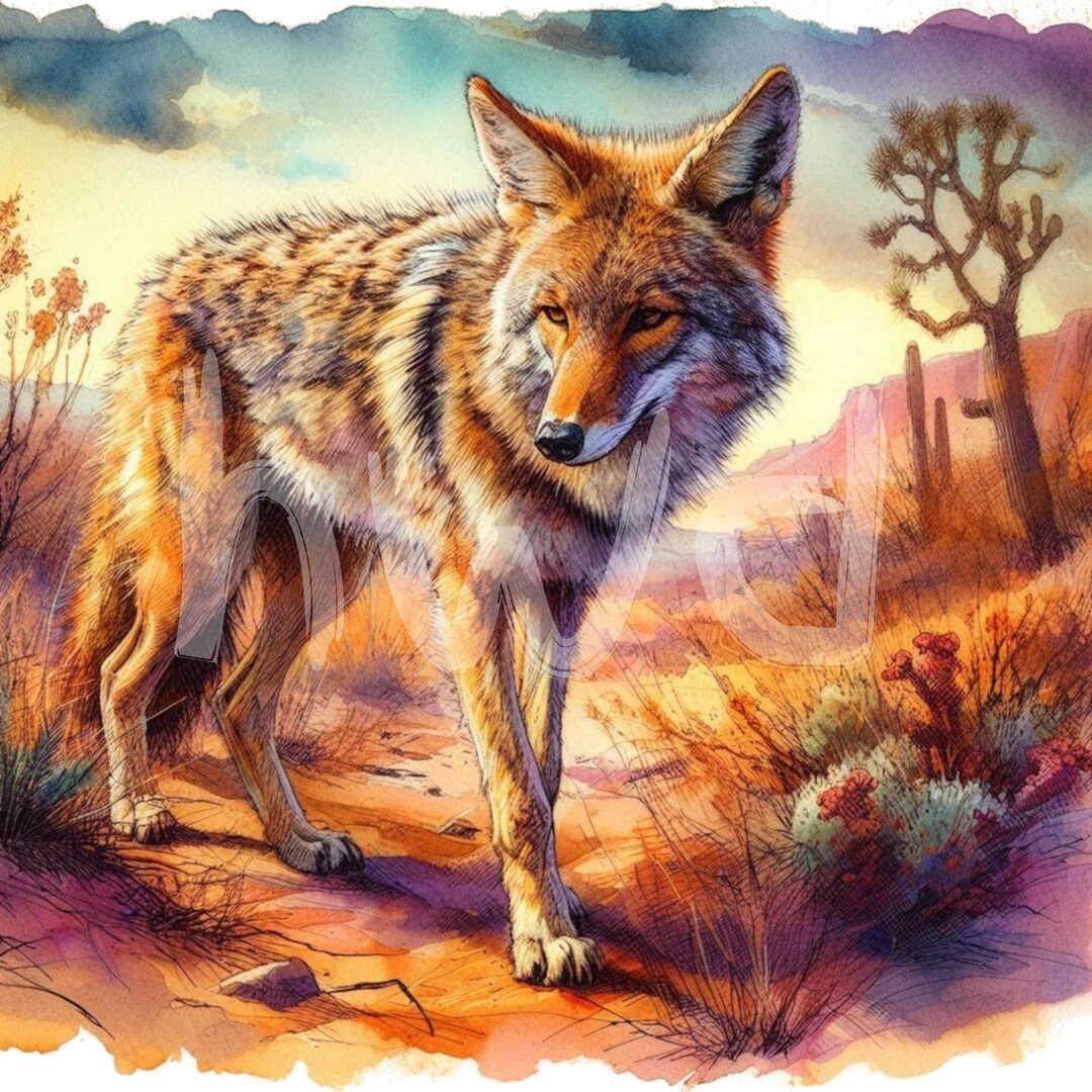 A Coyote in the Desert Digital Download - Etsy