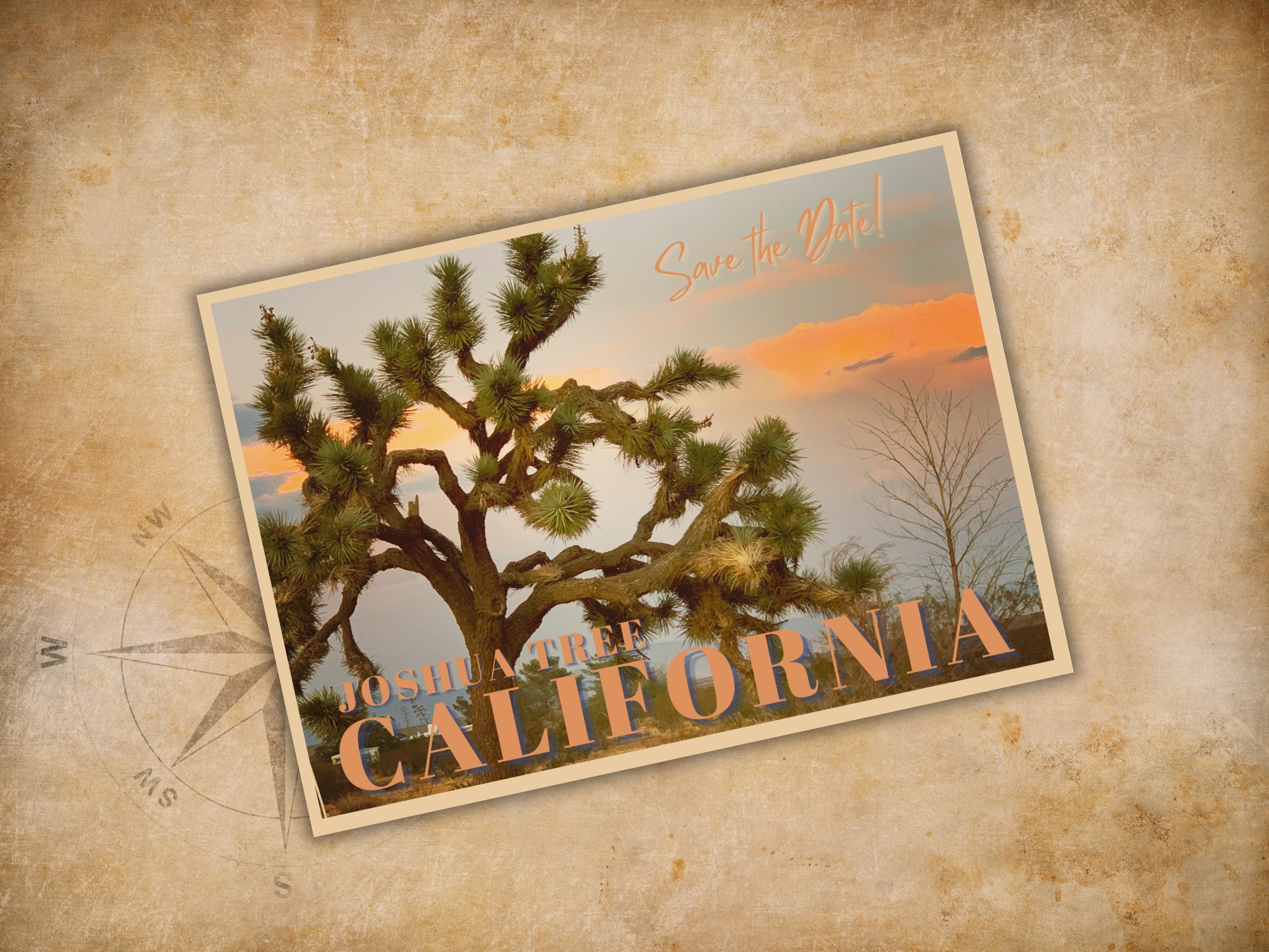 Vintage Travel Postcard Save the Date Template: Editable Digital ...