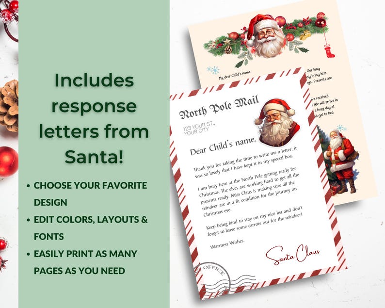 Editable Letter to Santa Template: Personalized Christmas Wish List ...
