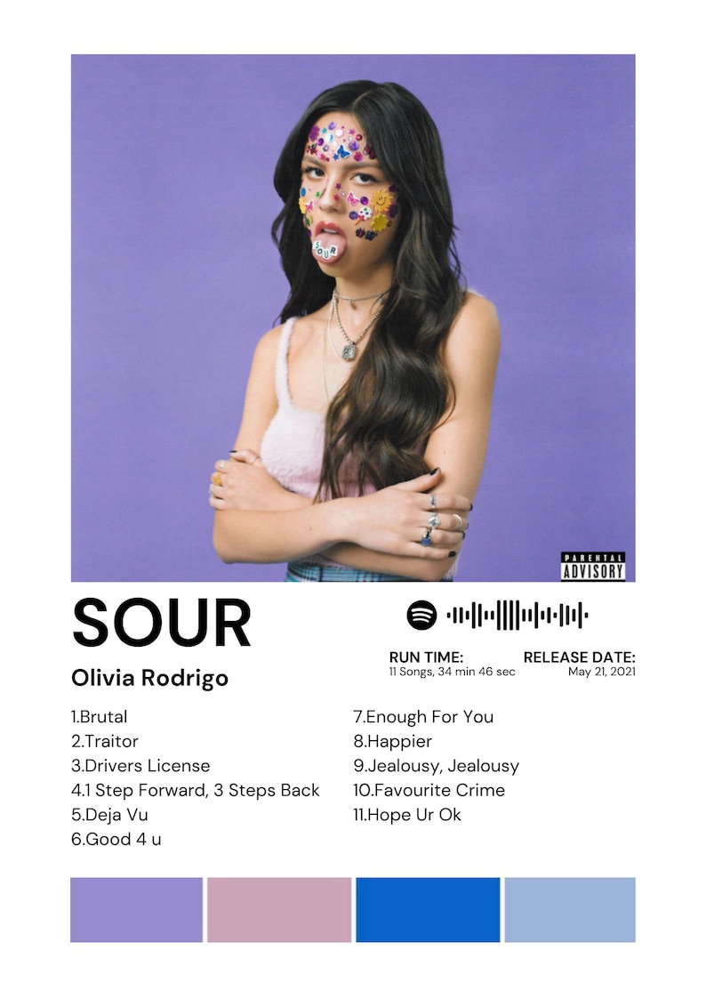 Olivia Rodrigo Album Posters, Sour & Guts - Etsy