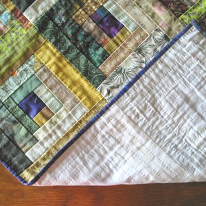 Lap Quilt Hand-stitched Isle of Man Pattern Log Cabin Wall Hanging Den ...