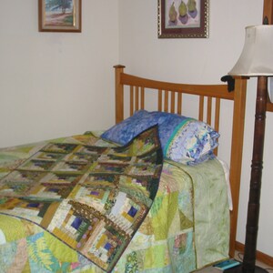 Lap Quilt Hand-stitched Isle of Man Pattern Log Cabin Wall Hanging Den ...