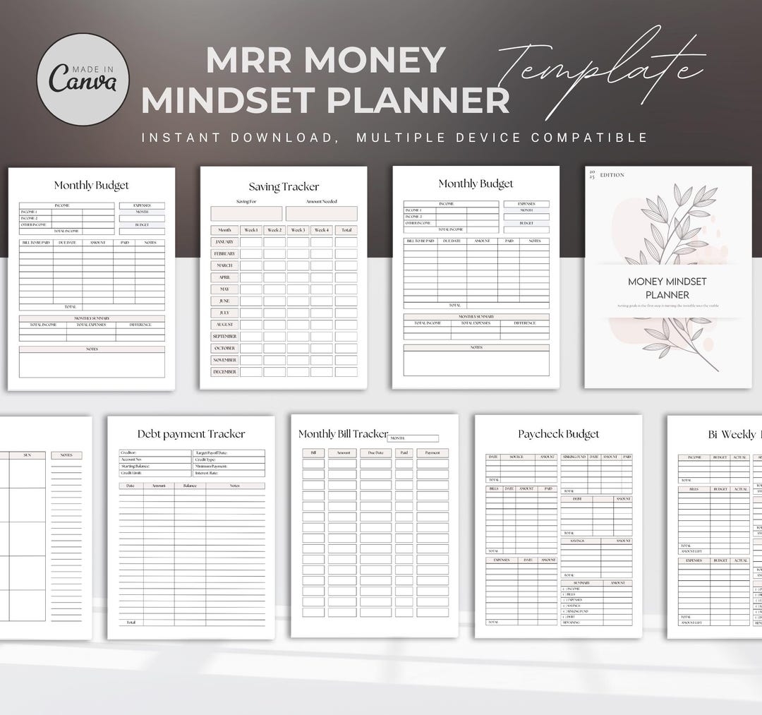 Money Mindset Planner | Printable Financial Growth & Success Tracker ...