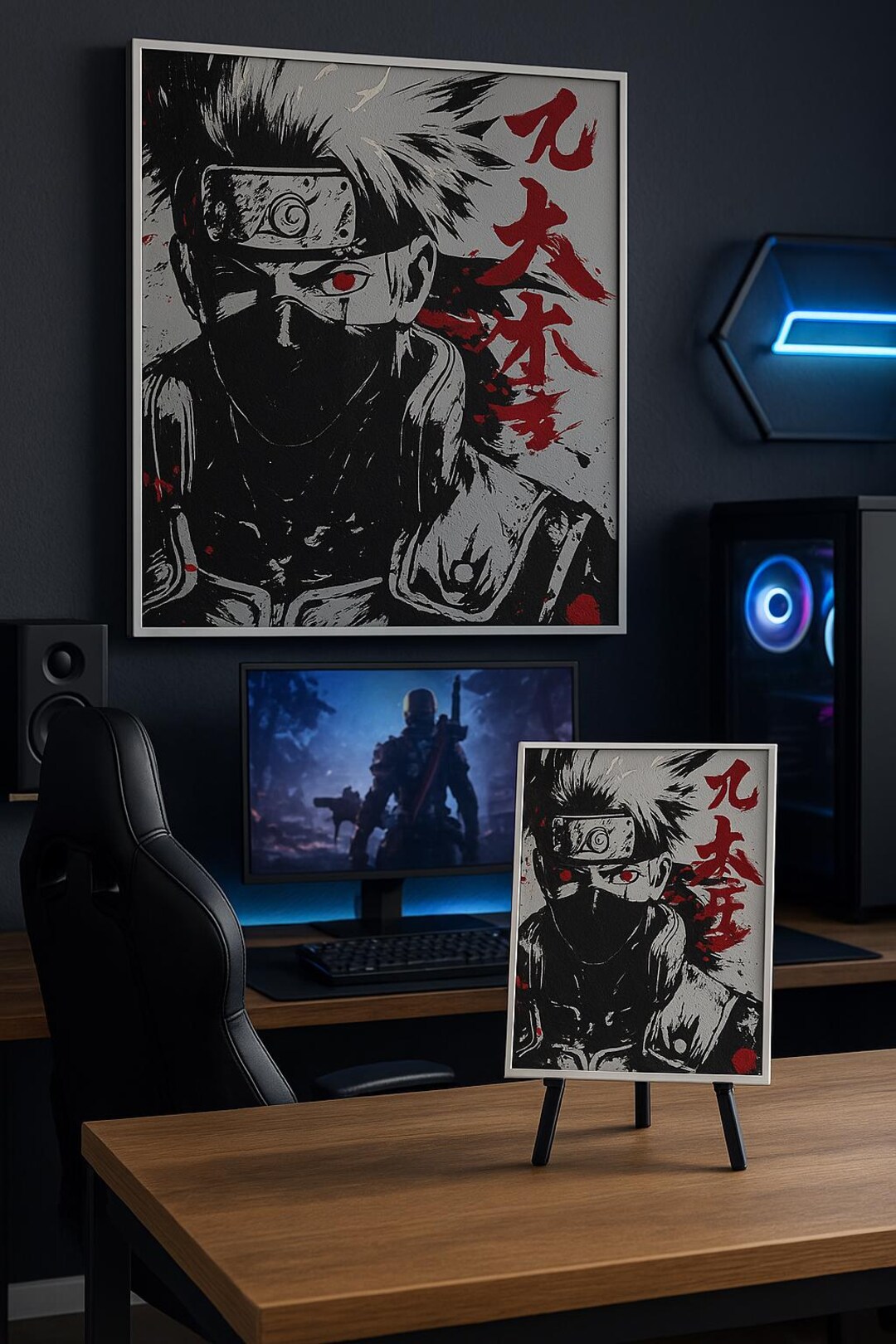 Kakashi Hatake Wall Art – Naruto 3D Fanart – Anime Decoration – Manga ...