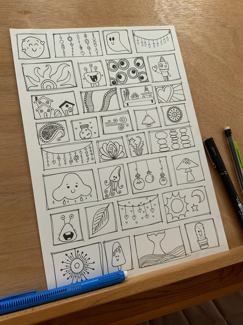 Cute Cartoons Colouring Page - Etsy