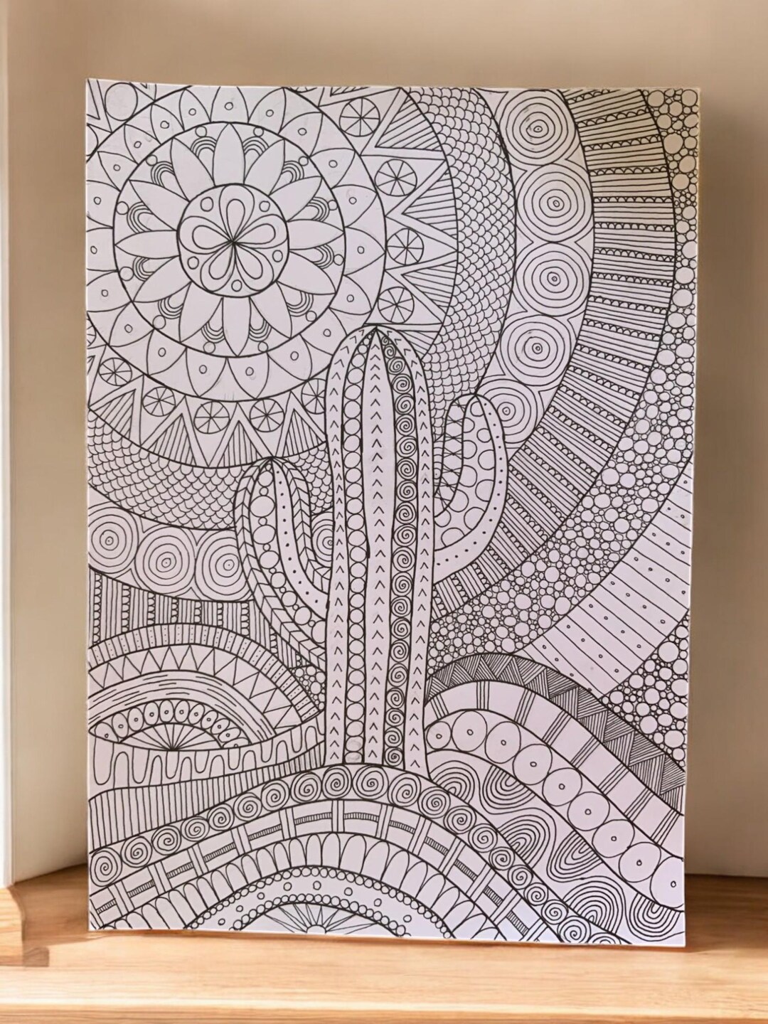 Cactus Sunset Mindful Colouring Page - Etsy UK