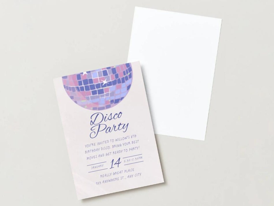 Purple Disco Party Invitation - Etsy
