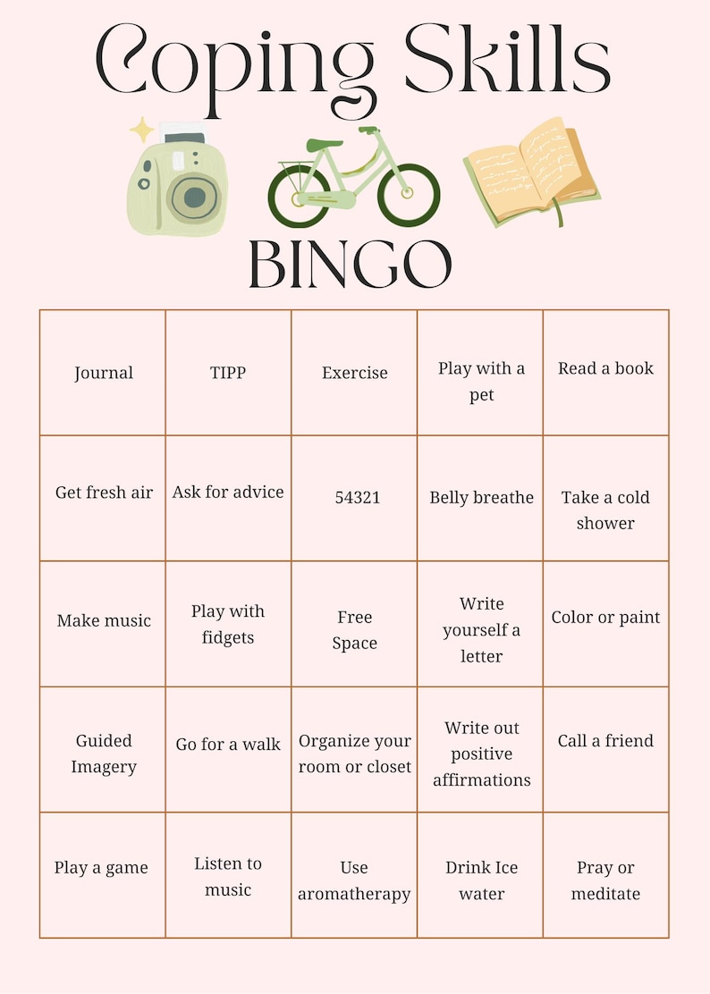 Coping Skills Bingo, Therapeutic Activities, Coping Skill Worksheet, 10 ...