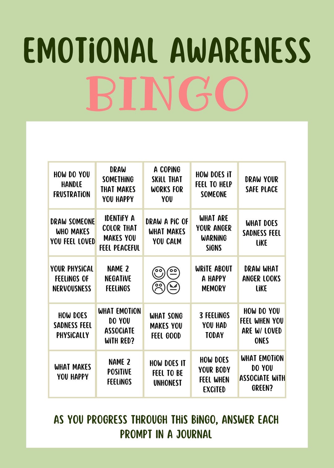 Emotional Awareness Bingo Cards - DBT, CBT (digital Download) - Etsy