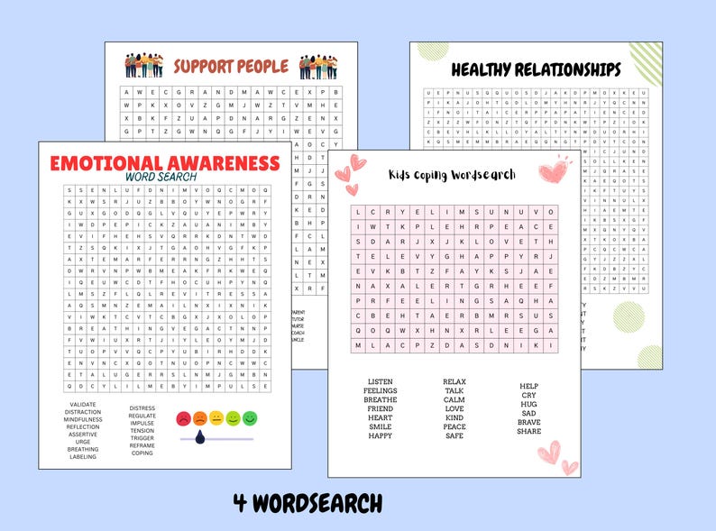 Kids and Teens Mental Health Worksheet Bundle – Crosswords, Mazes ...