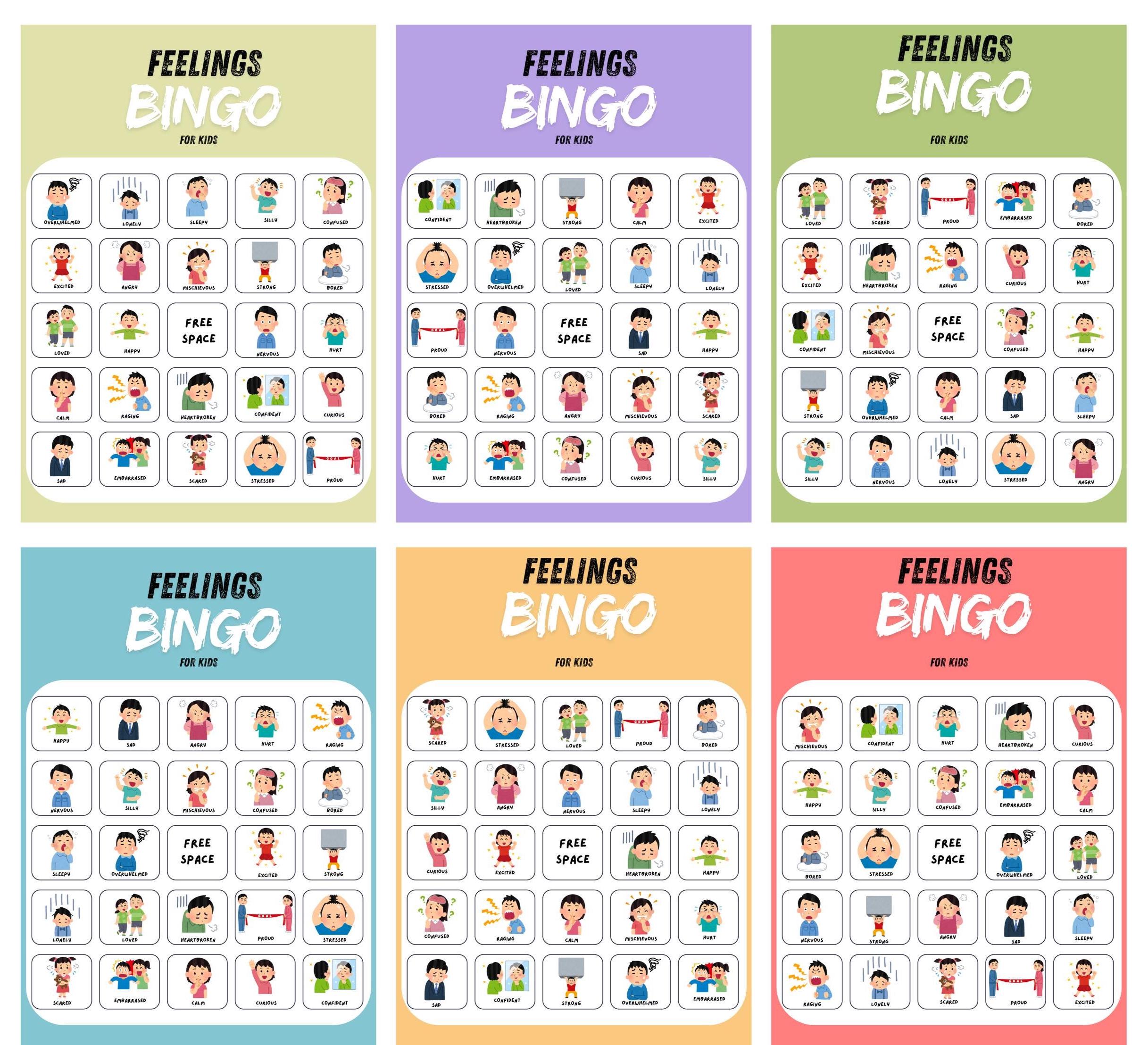 Emotions Bingo Cards for Kids – Feelings Game (digital Download) - Etsy