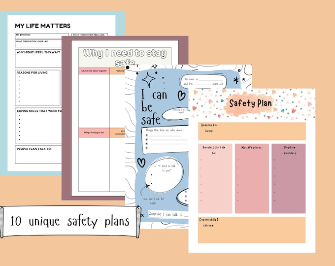 Digital Download Safety Plan for Kids and Teens; Mental Health; Crisis ...
