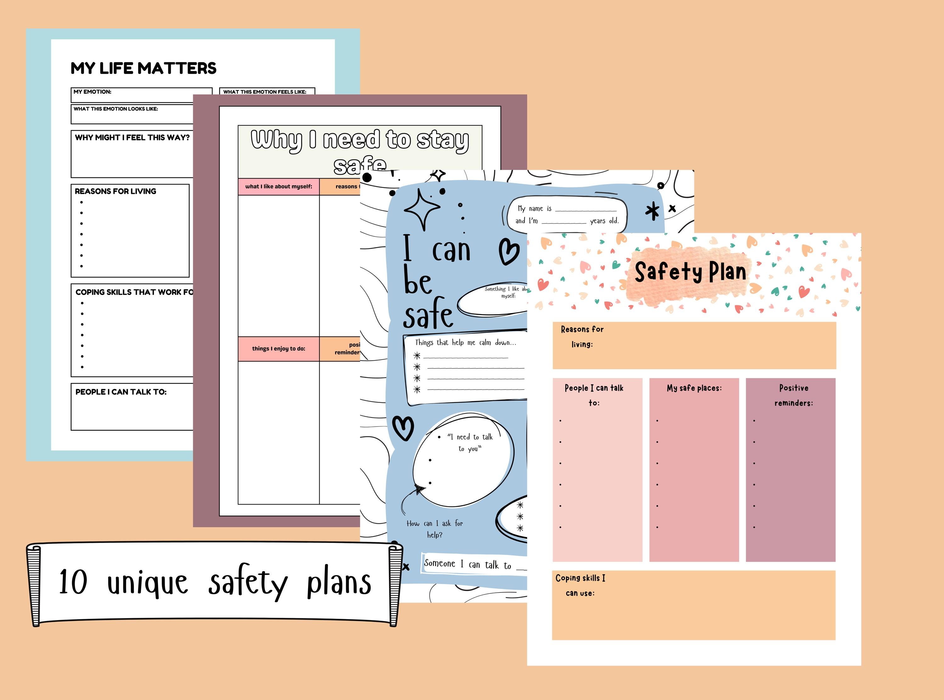 10 Unique Safety Plans - Crisis Action Plan - Kids and Teens Safety ...