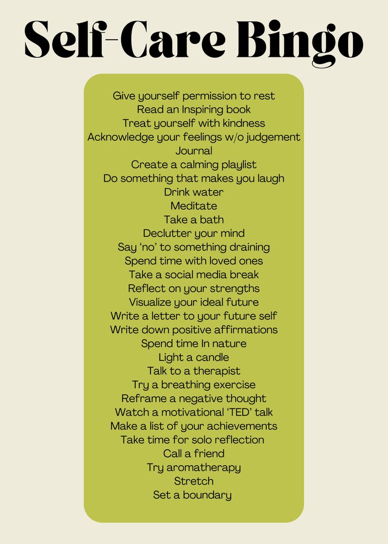 Self-care Bingo Cards - CBT, Mindfulness, Coping Skills - Bingo for ...