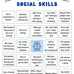Social Skills Bingo for Autism, Communication Game (PDF Pattern) - Etsy