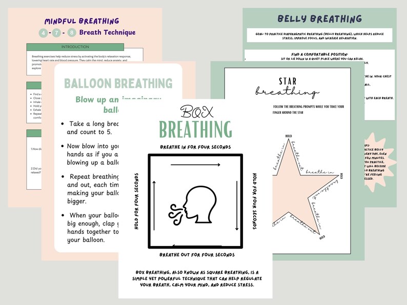 Breathing Exercises for All Ages – 12 Printable Calming Techniques ...