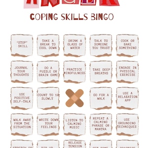 Anger Management Bingo - Anger Coping Skills Group Activity - Dbt/teen ...