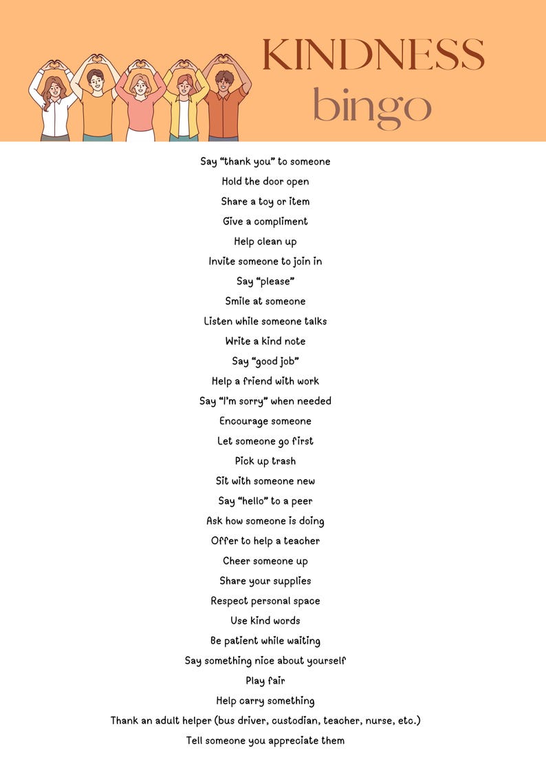 Kindness Bingo Game | Social Skills & SEL Activity | Printable ...