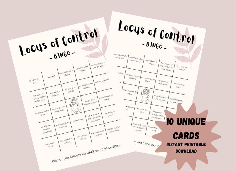 Locus of Control Bingo - Things I Can Control Group Activity - DBT ...